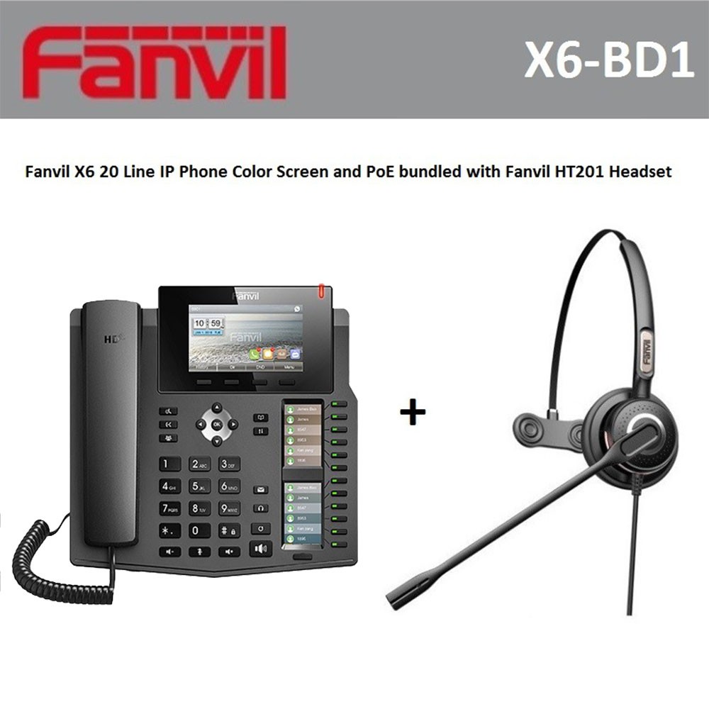 Fanvil Enterprise IP Phone X6 20 SIP Lines Color Screen, HD Voice and ...