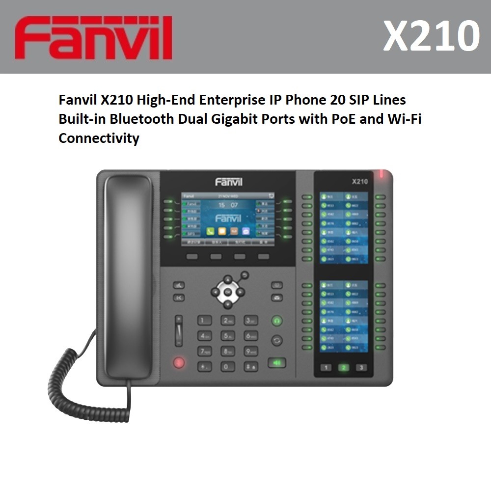 Fanvil Enterprise IP Phone X210 High-End with 20 SIP Lines Built-in ...