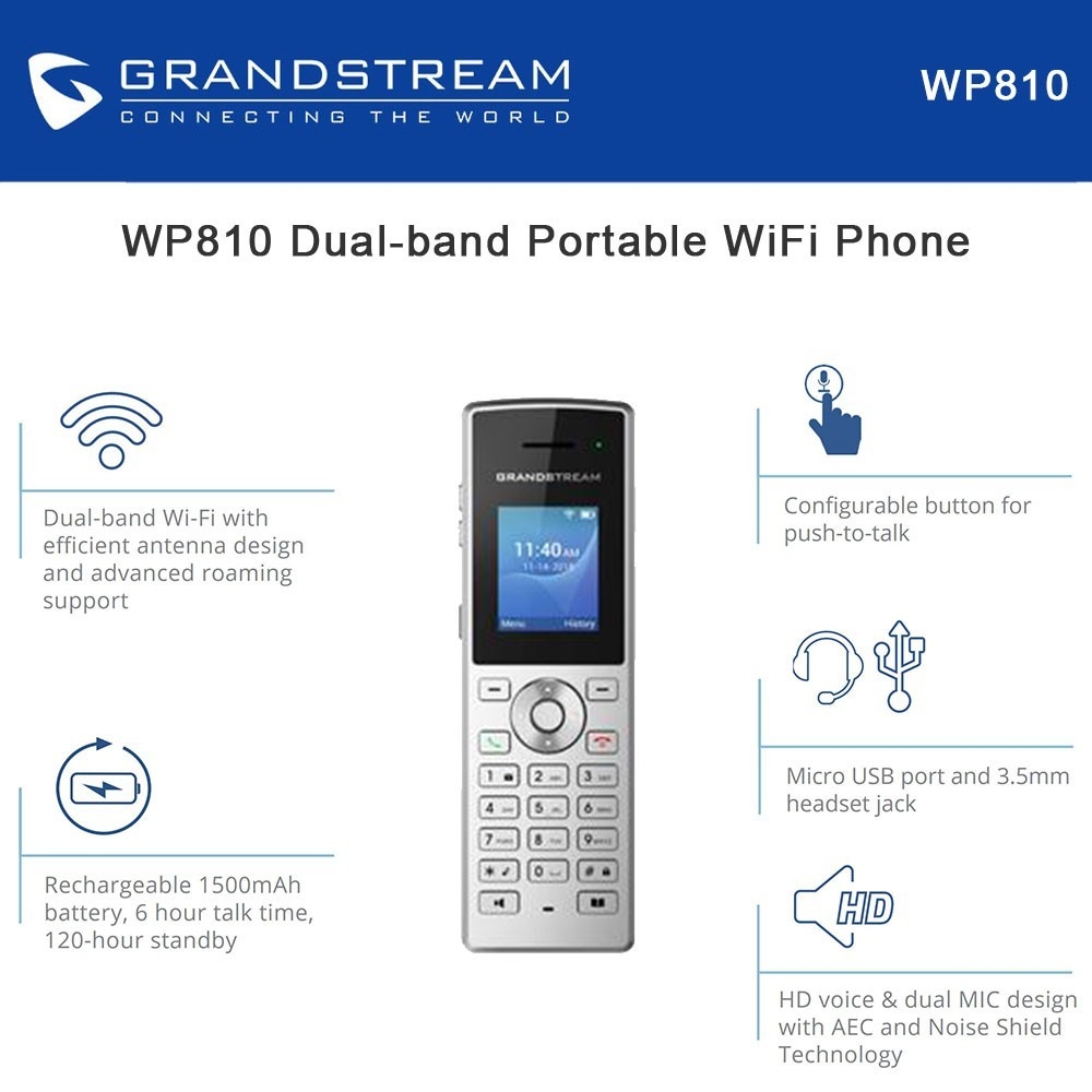 Grandstream Networks WP810 Cordless Wi-Fi IP Phone
