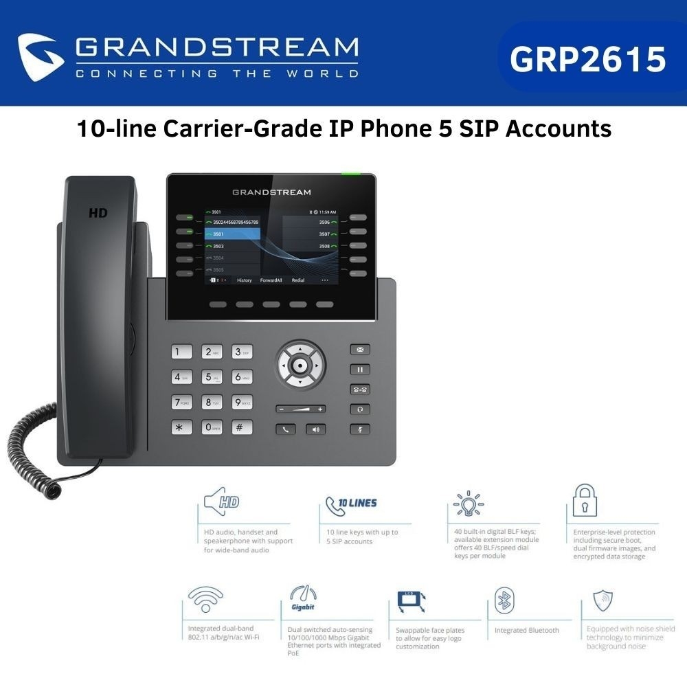 Grandstream GRP2615 Carrier-Grade IP Phone 5 SIP Accounts
