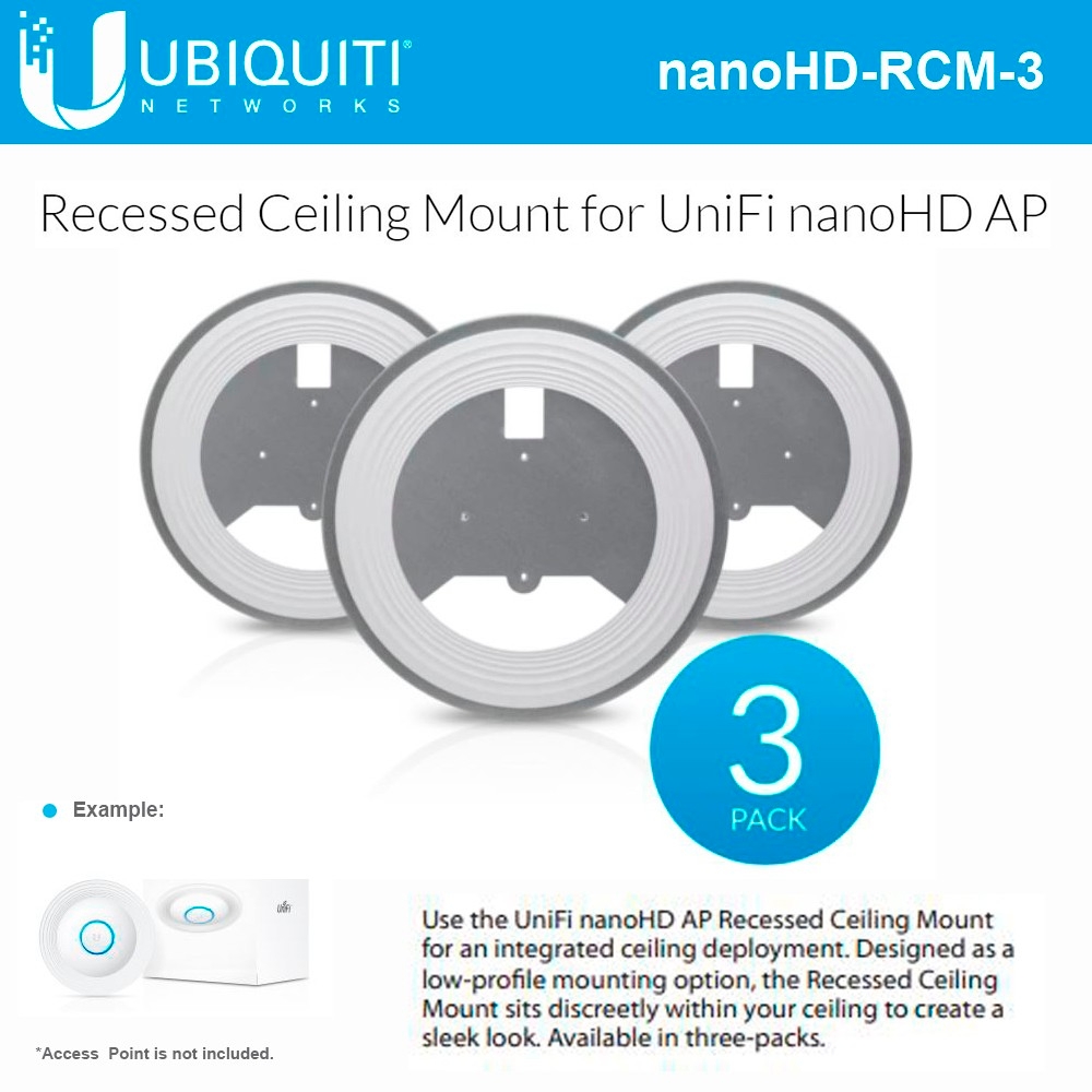 Ubiquiti Networks nanoHD-RCM-3 nanoHD Recessed Ceiling Mount 3Pk