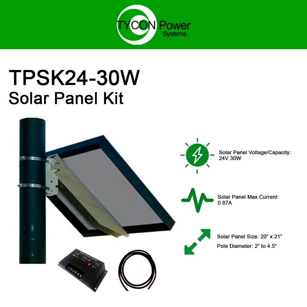 Tycon Power TPSK24-30W | 24V 30W Solar Panel Kit. Included: Solar Panel ...