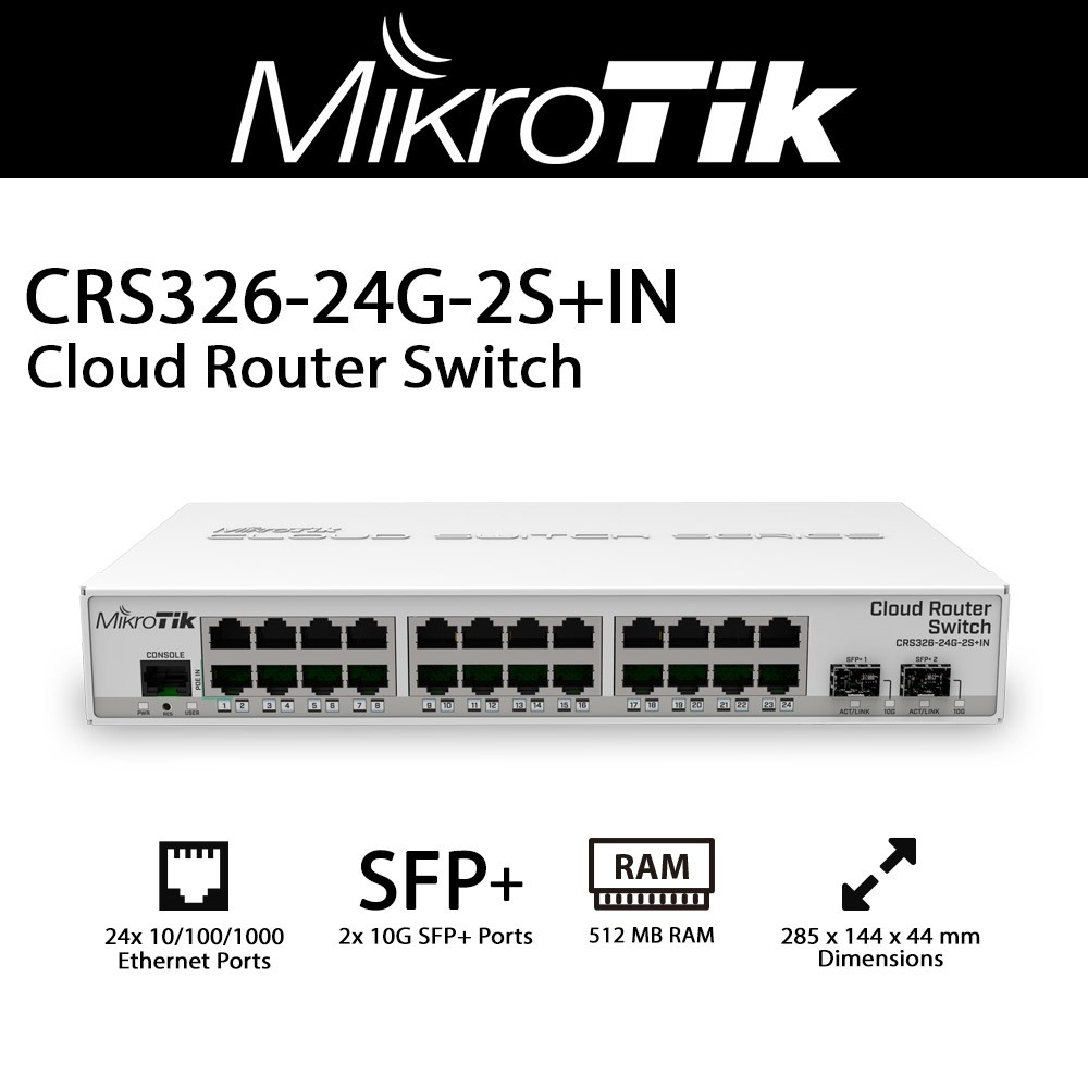 MikroTik CRS326-24G-2S+IN Cloud Router Switch 800MHz 24xGb 2xSFP+