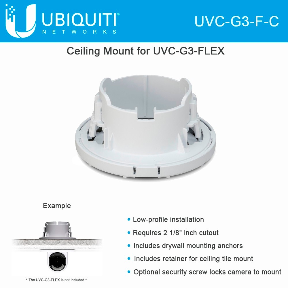 Ubiquiti UVC-G3-F-C Ceiling Mount for UVC-G3-FLEX UniFi Video Camera G3 ...